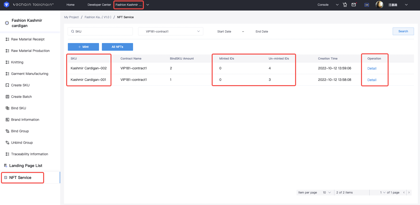 Non-Fungible Token Service – VeChain ToolChain® Help Center